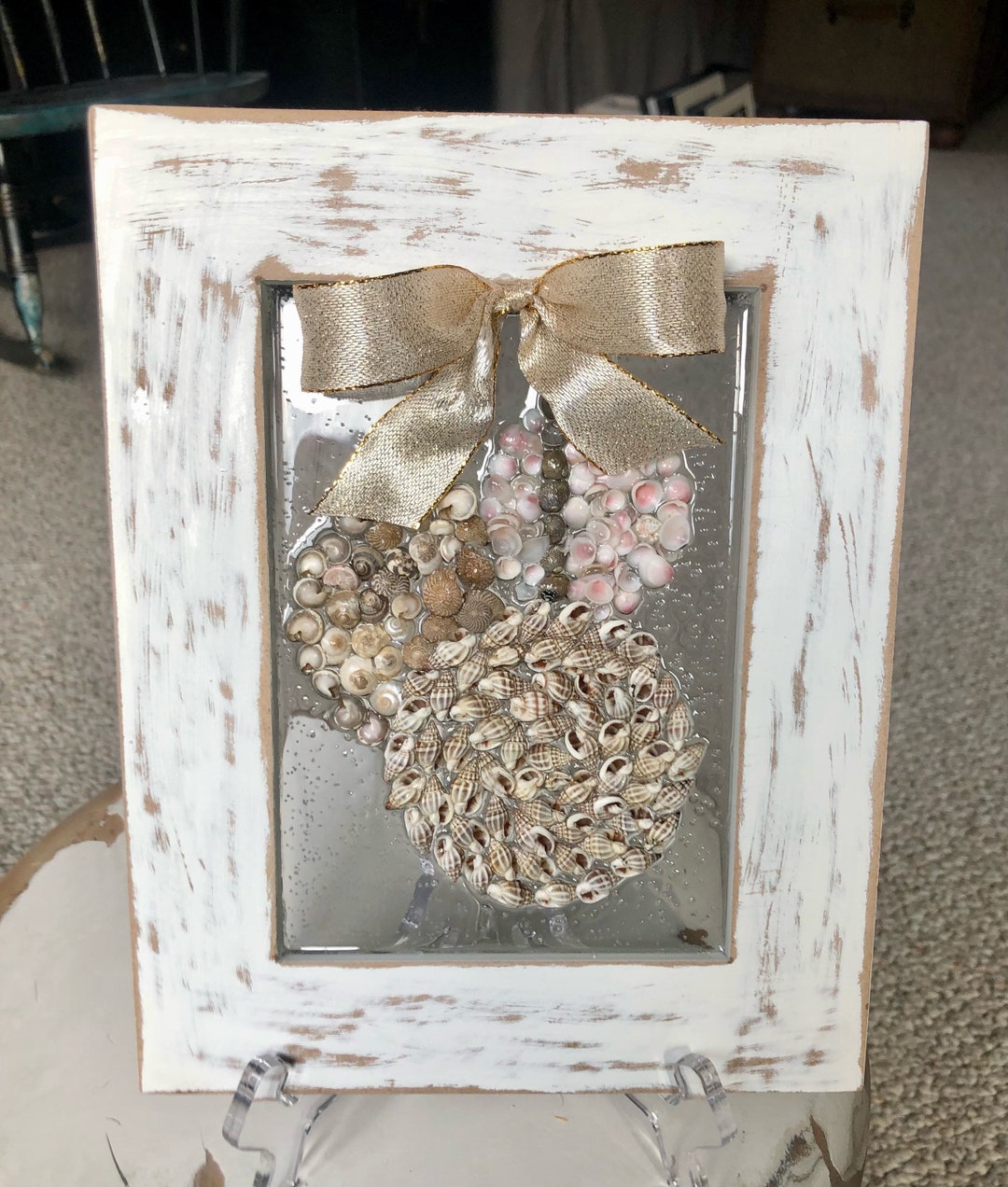 White Distressed Cape Cod Mosaic Seashell Ornaments - Etsy