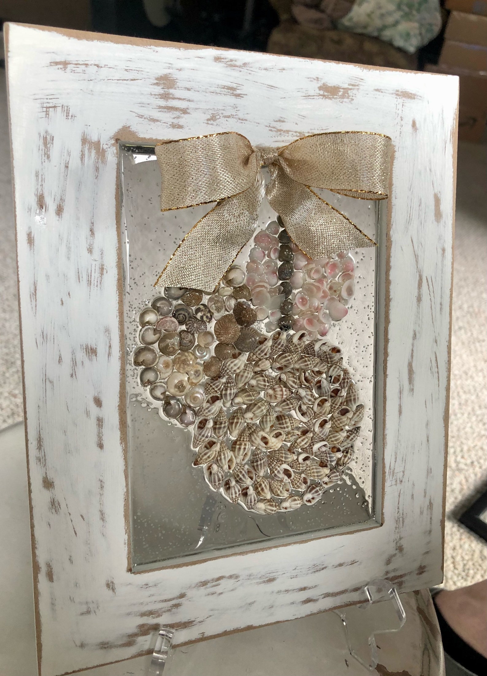 White Distressed Cape Cod Mosaic Seashell Ornaments - Etsy