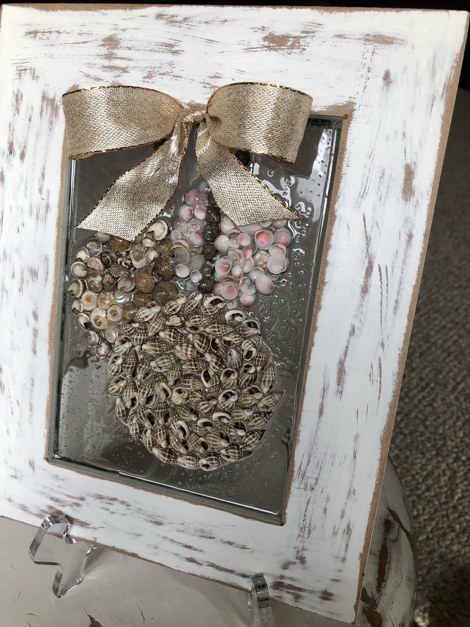 White Distressed Cape Cod Mosaic Seashell Ornaments - Etsy