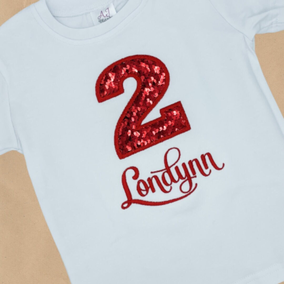 Kids Custom Embroidered Flipped Sequin Number T-shirt or - Etsy