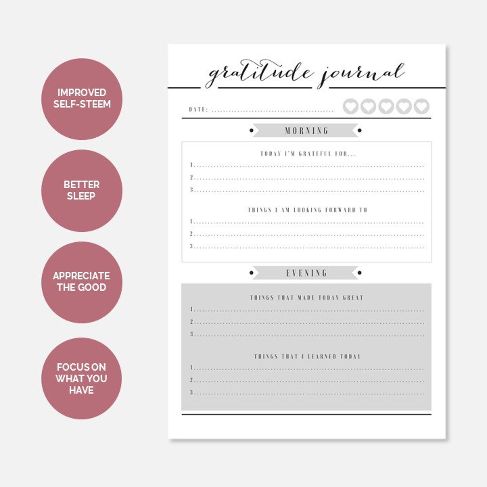 Gratitude journal & FREE cover Printable A4 Instant | Etsy