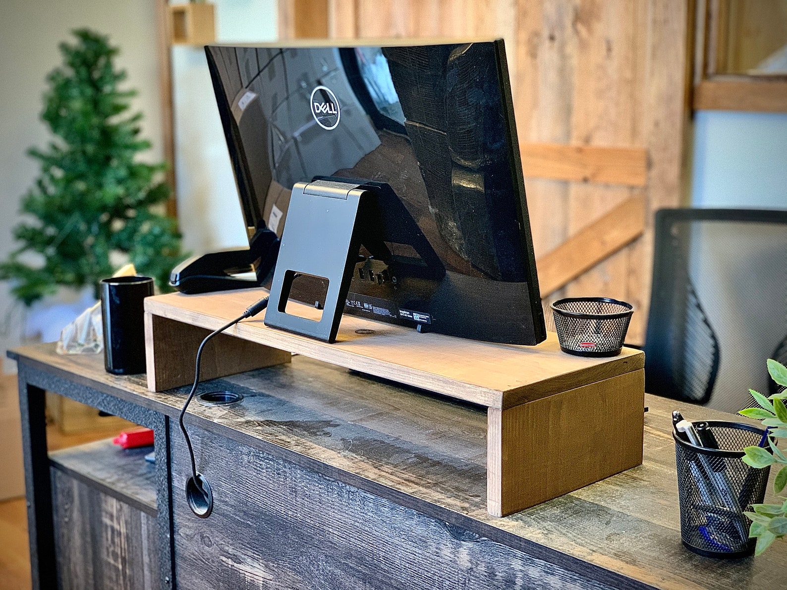 Modern Rustic Computer Monitor Riser Stand Office Accessory | Etsy