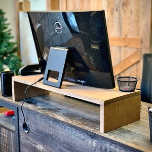 Modern Rustic Computer Monitor Riser Stand Office Accessory | Etsy