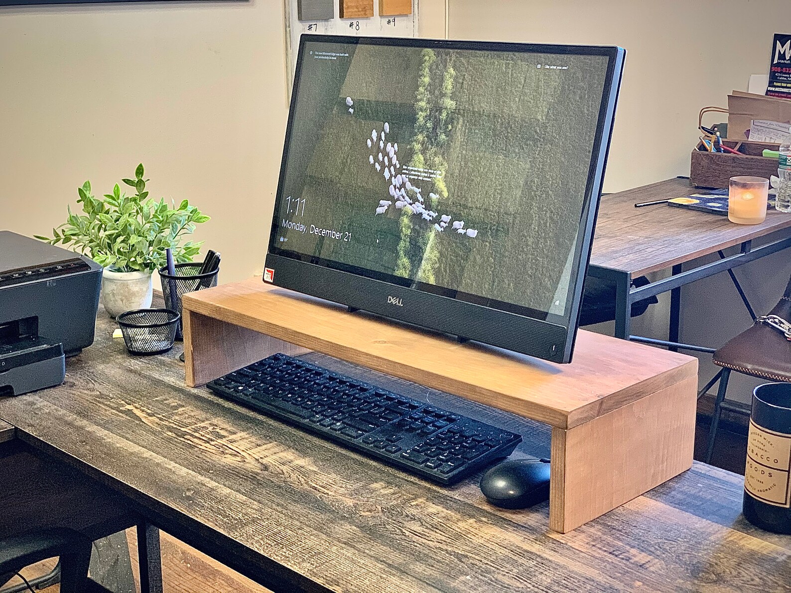 Modern Rustic Computer Monitor Riser Stand Office Accessory | Etsy