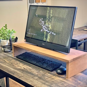 Modern Rustic Computer Monitor Riser Stand Office Accessory | Etsy