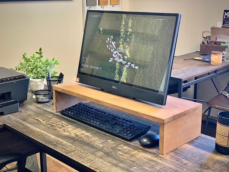 Modern Rustic Computer Monitor Riser Stand Office Accessory | Etsy
