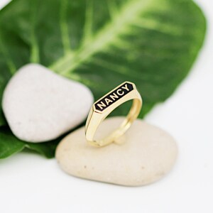 14k Gold Custom Name Ring, Personalized Jewelry Gifts, Signet Name Ring ...