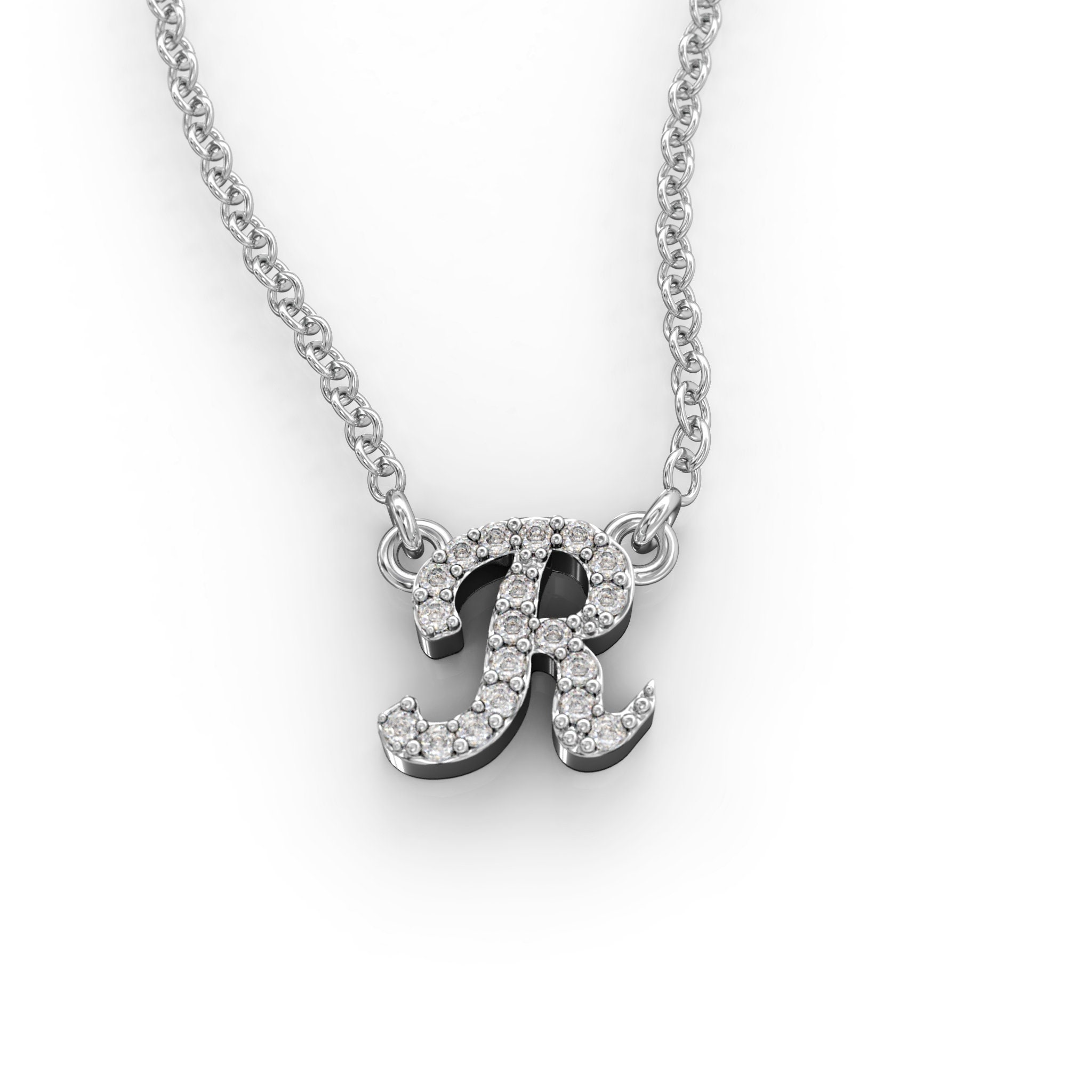 Initial Necklace Diamond Necklace 14k Rose Gold Necklace | Etsy