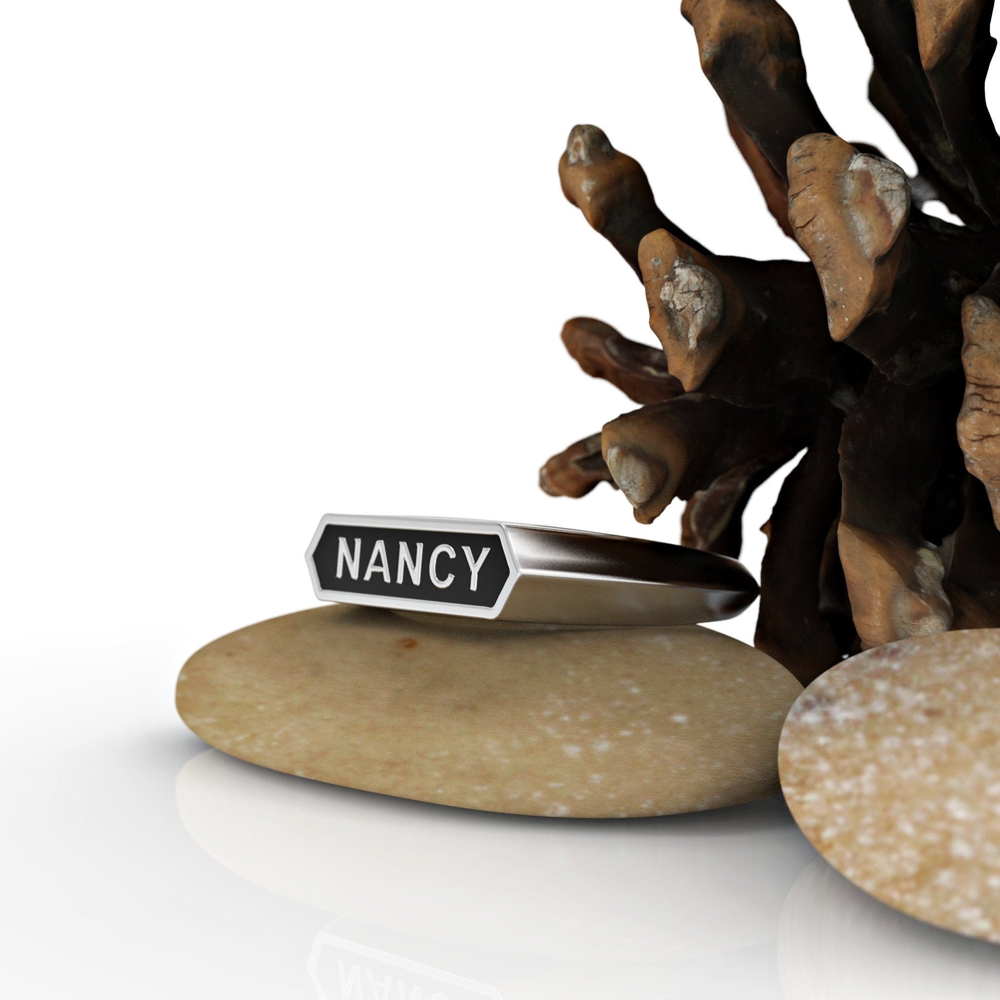 Signet Ring 14k White Gold Ring Name Ring Personalized Gift | Etsy