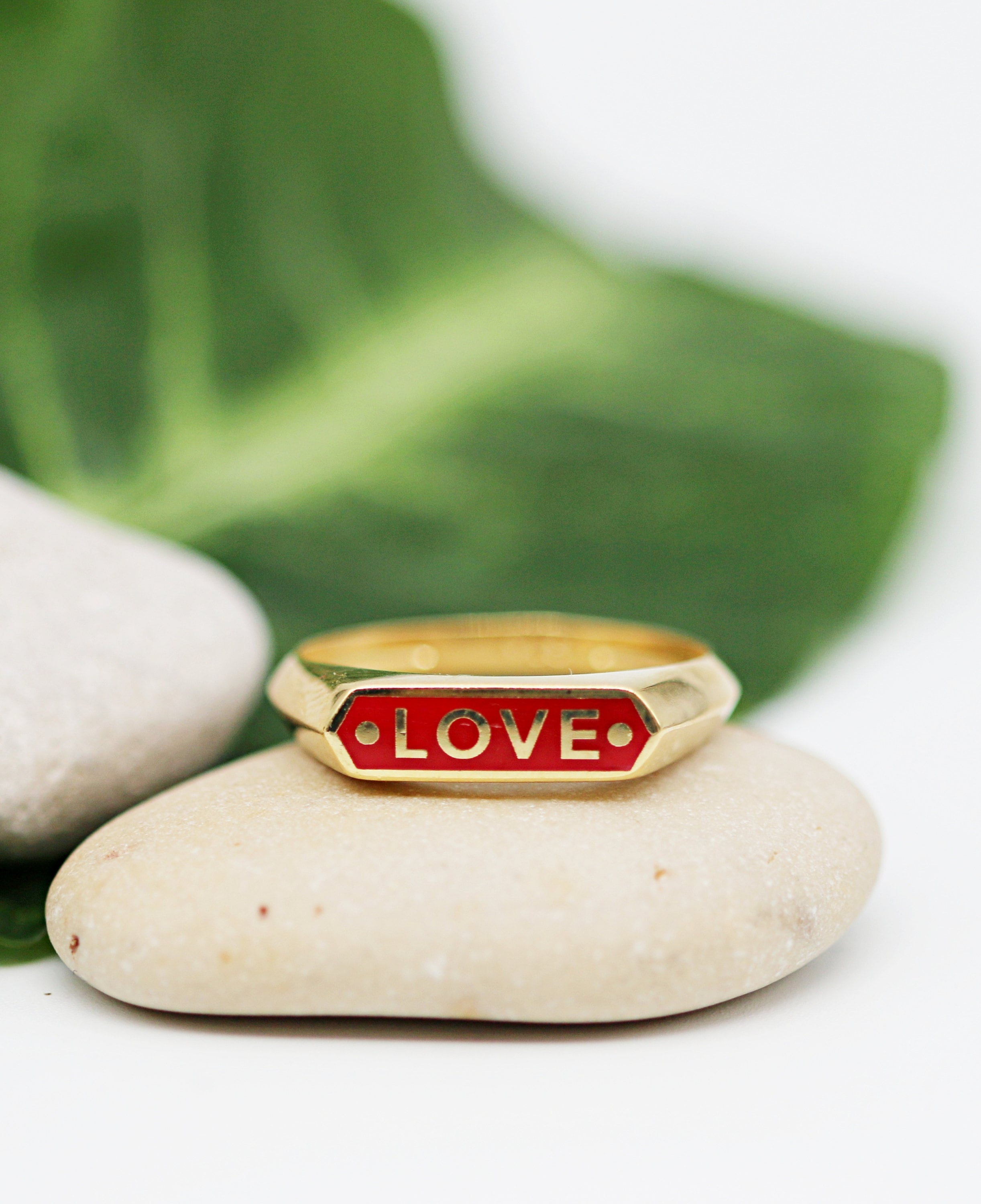 14k Gold Enamel Signet Name Ring, Personalized Unisex Ring - Etsy