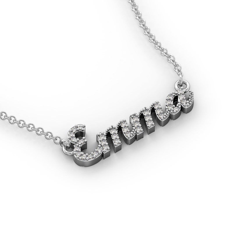 Diamond Necklace 14k White Gold Necklace Name Necklace Gift | Etsy