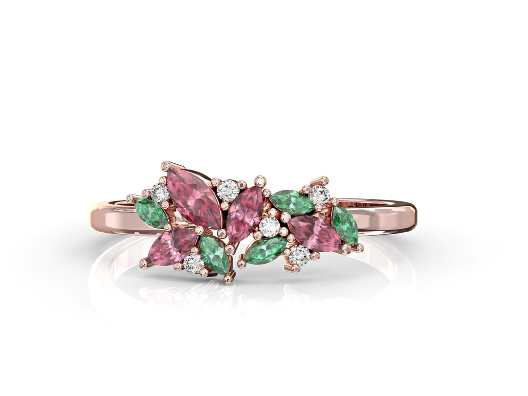 Cluster Gemstone Ring Multi Stone Diamond Ring Women's - Etsy Cluster Gemstone Ring Multi Stone Diamond Ring Women's - Etsy