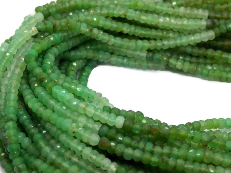 5 Strands Chrysoprase Gemstone Faceted Rondelle Beads 3.5-4mm | Etsy
