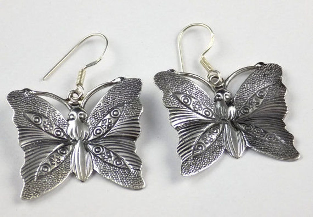 1 Pair Pretty 925 Sterling Butterfly Design 925 Sterling Solid - Etsy