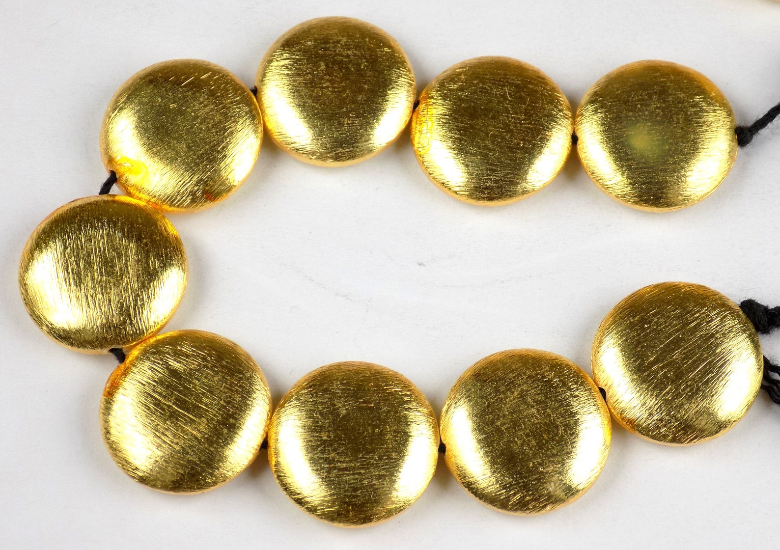 18 Pcs Round Coin Shape Copper Beads 24k Gold Plated ,jewelry Finding ...
