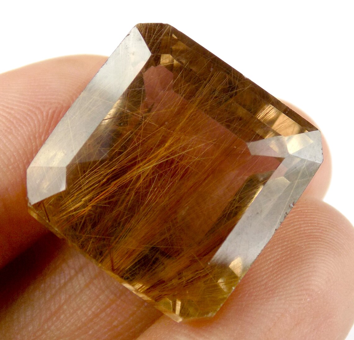 Golden Rutile Quartz Rectangle Shape Gemstone | Etsy