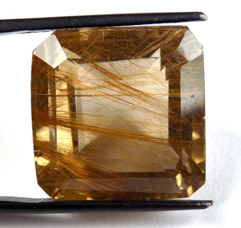 Golden Rutile Quartz Rectangle Shape Gemstone | Etsy