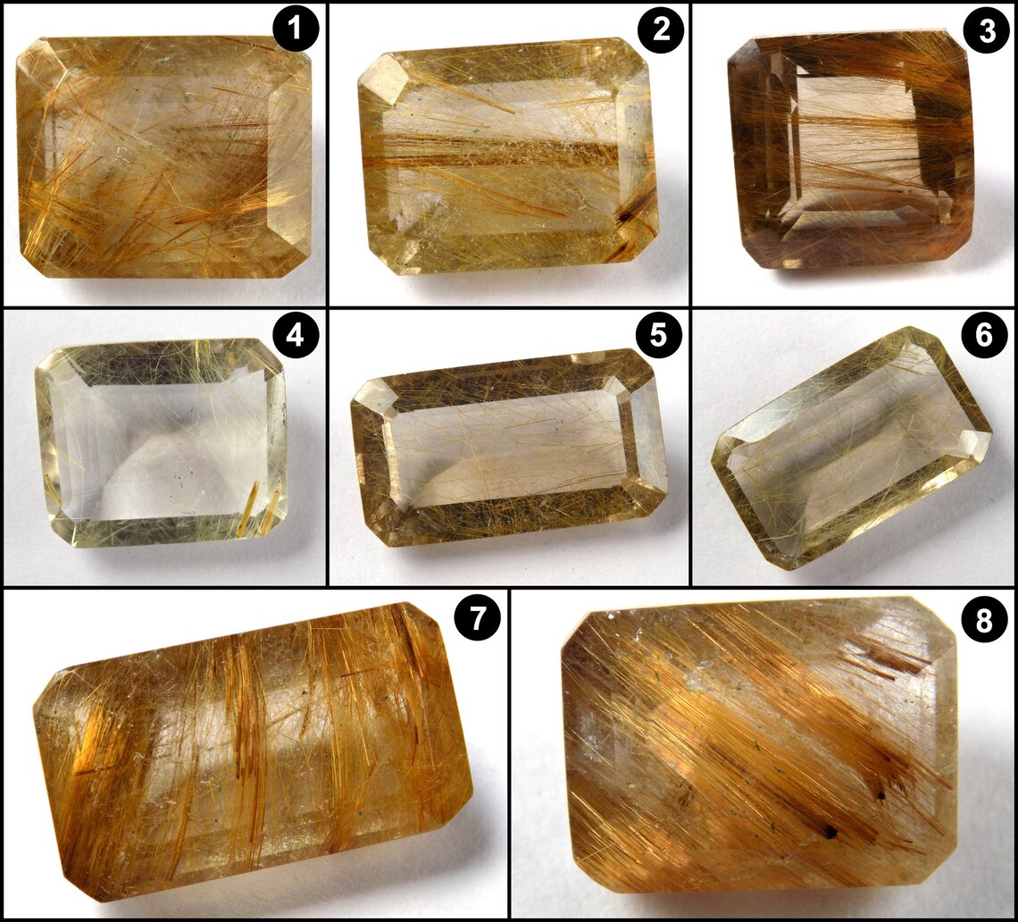 Golden Rutile Quartz Rectangle Shape Gemstone | Etsy