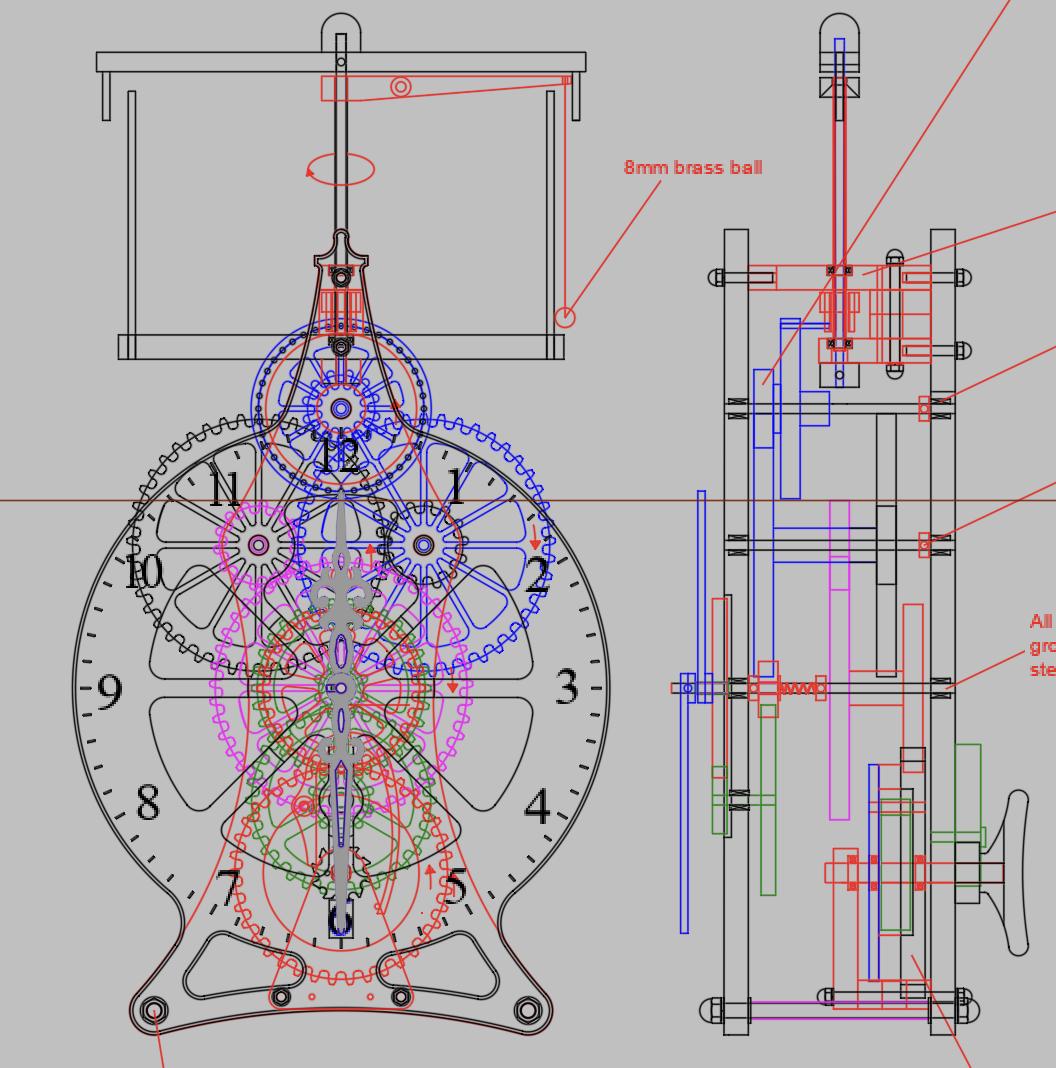 Ignatz Flying Pendulum Clock, Design Drawings for CNC Router, Digital ...