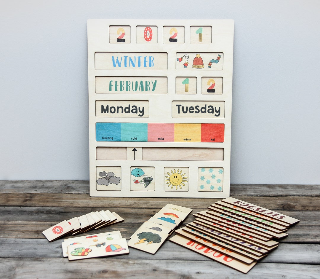 Wooden Weather Activity Calendar Homeschool Wall Calendar - Etsy