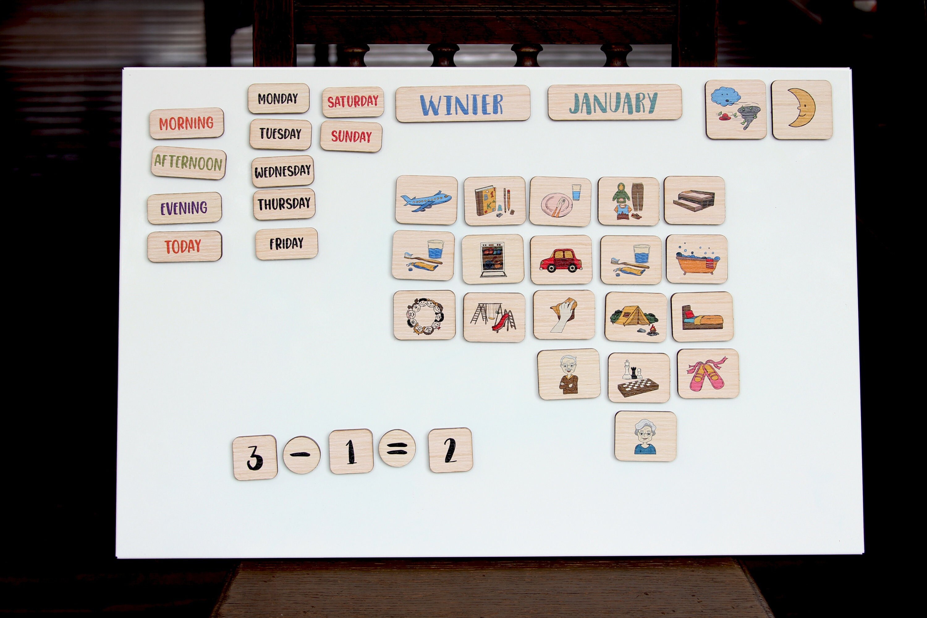 Personalized Wooden Magnetic Reversible Routine Magnets for Kids Custom ...