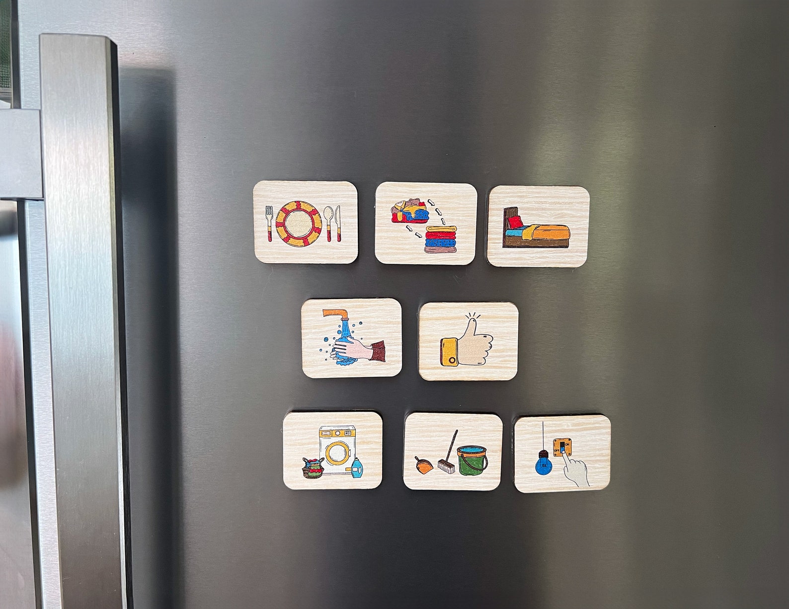 Personalized Wooden Magnetic Reversible Routine Magnets for Kids Custom ...
