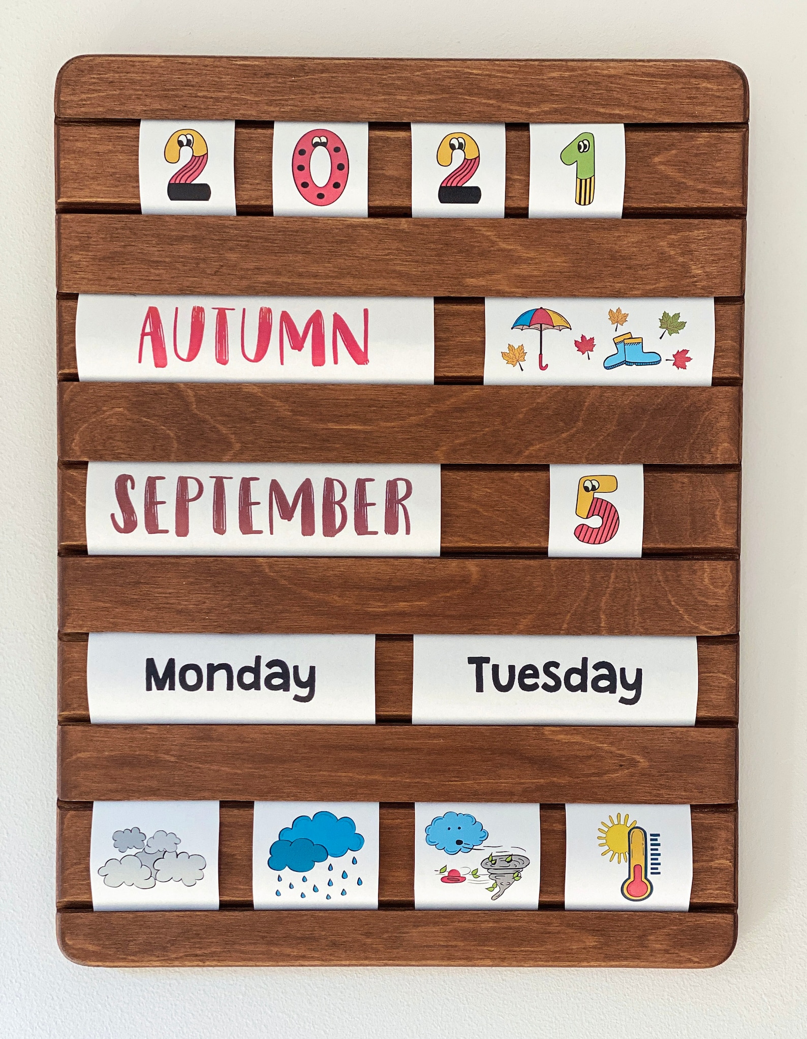 Weather calendar with months weekdays and numbers weathers. | Etsy