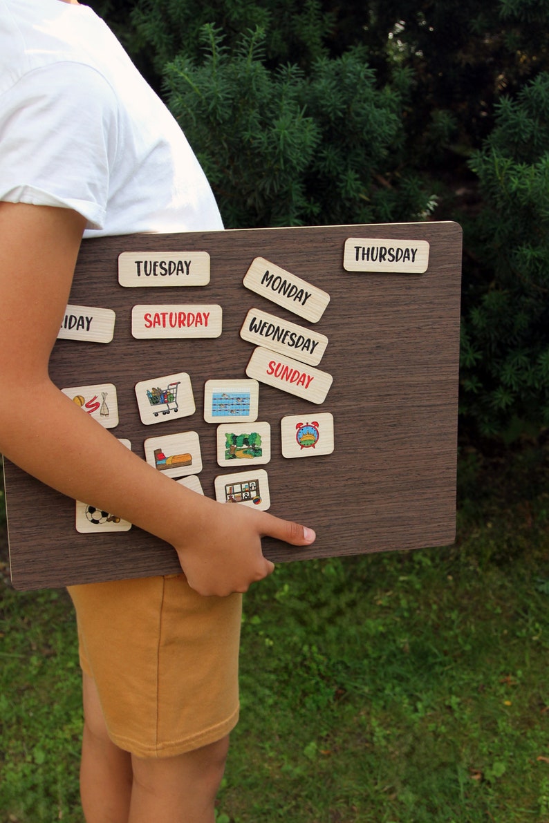 Personalized Wooden Magnetic Reversible Routine Magnets for Kids Custom ...