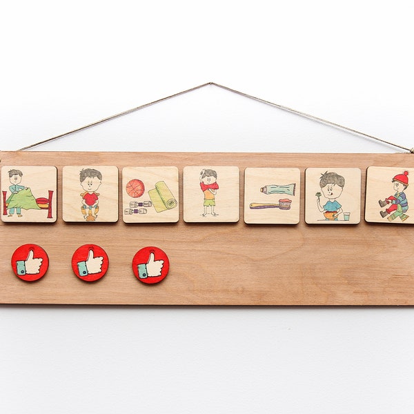 Wooden Kids Routine Calendar - Etsy