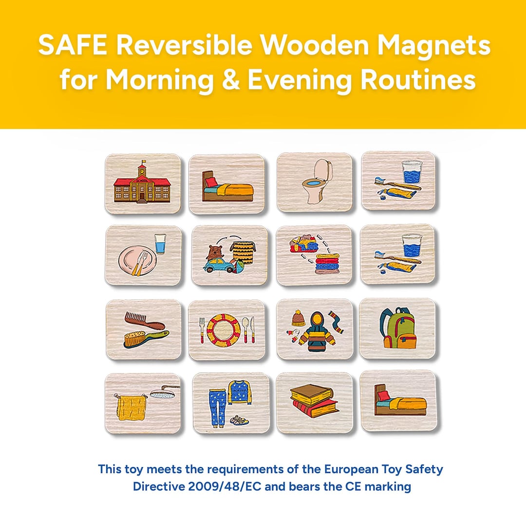 Magnetic Routine Tiles for Kids Morning & Evening Chore Magnets ...