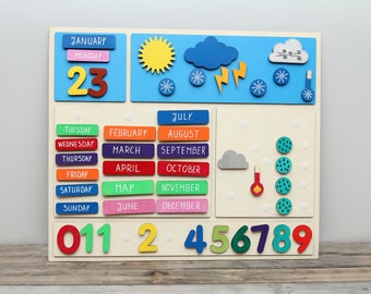 Weather Calendar With Months Weekdays and Numbers Weathers. | Etsy