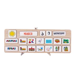 Reversible Wooden Month Magnets Bilingual for Kids Handmade Learning ...