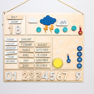 Weather Calendar for Kids. Wood Calendar With Months, Days, Weather ...