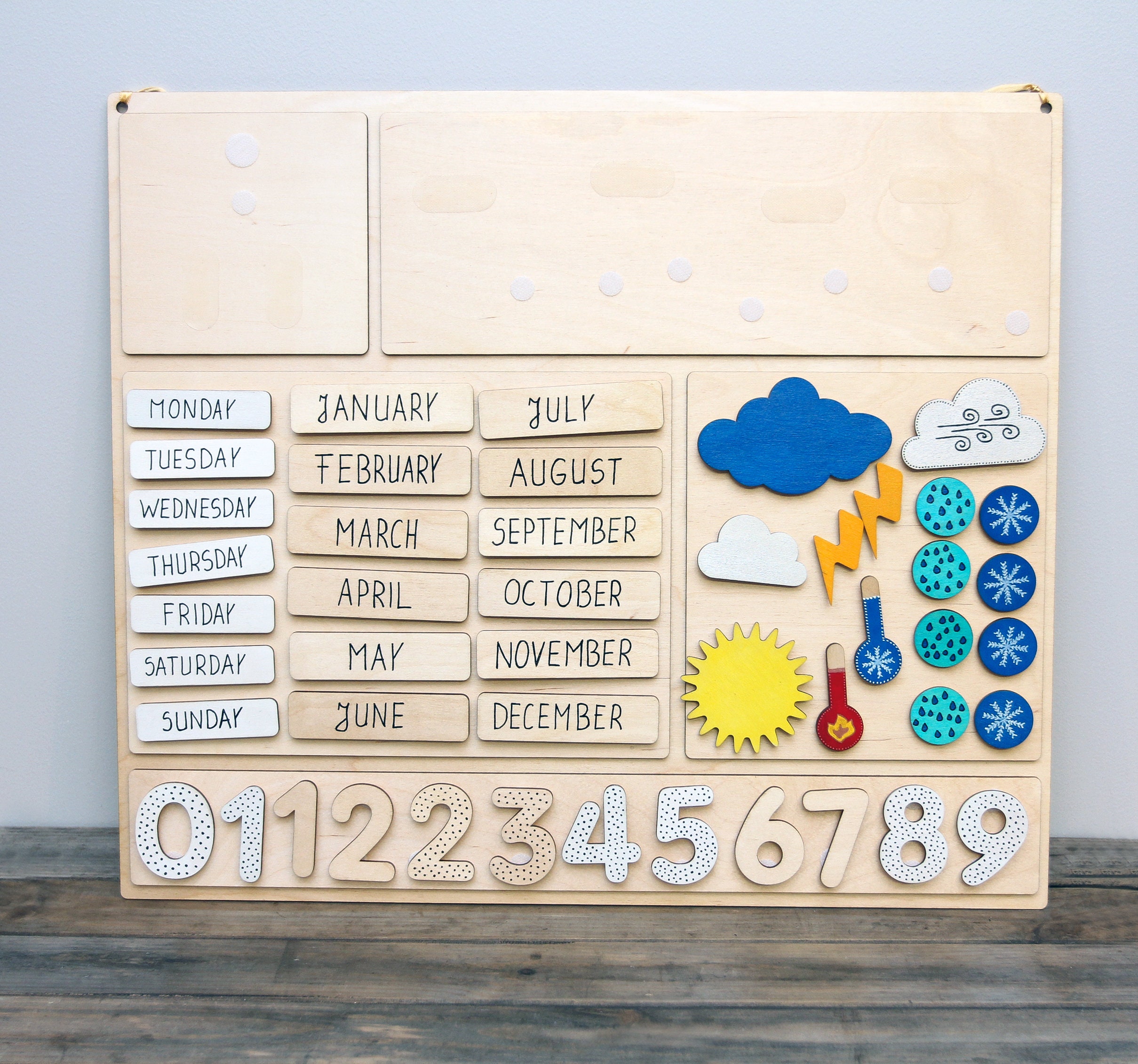 Weather Calendar for Kids. Wood Calendar With Months, Days, Weather ...