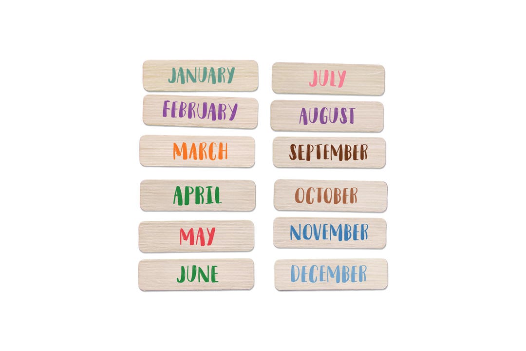 Reversible Wooden Month Magnets Bilingual for Kids Handmade Learning ...