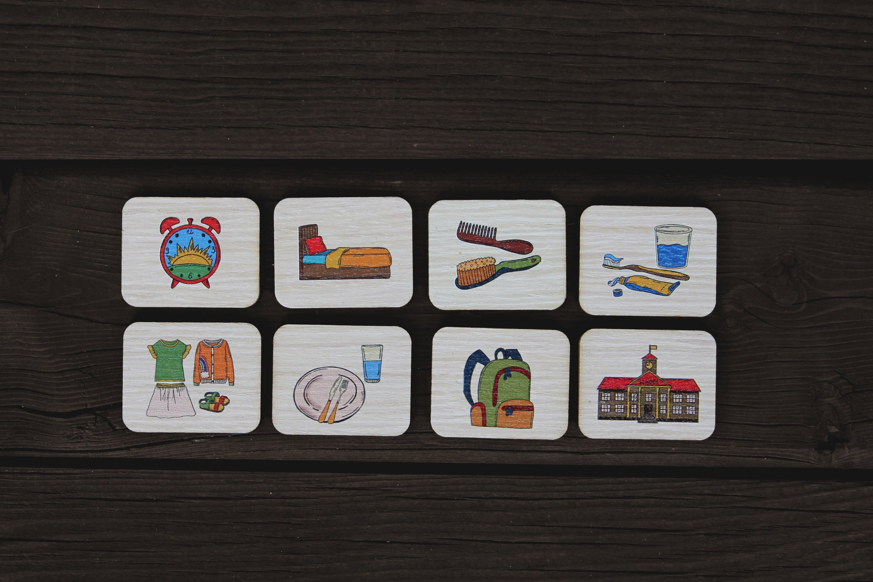 Personalized Wooden Magnetic Reversible Routine Magnets for Kids Custom ...