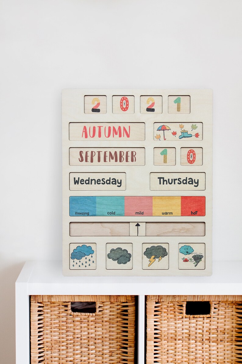 Wooden Weather Activity Calendar Homeschool Wall Calendar | Etsy