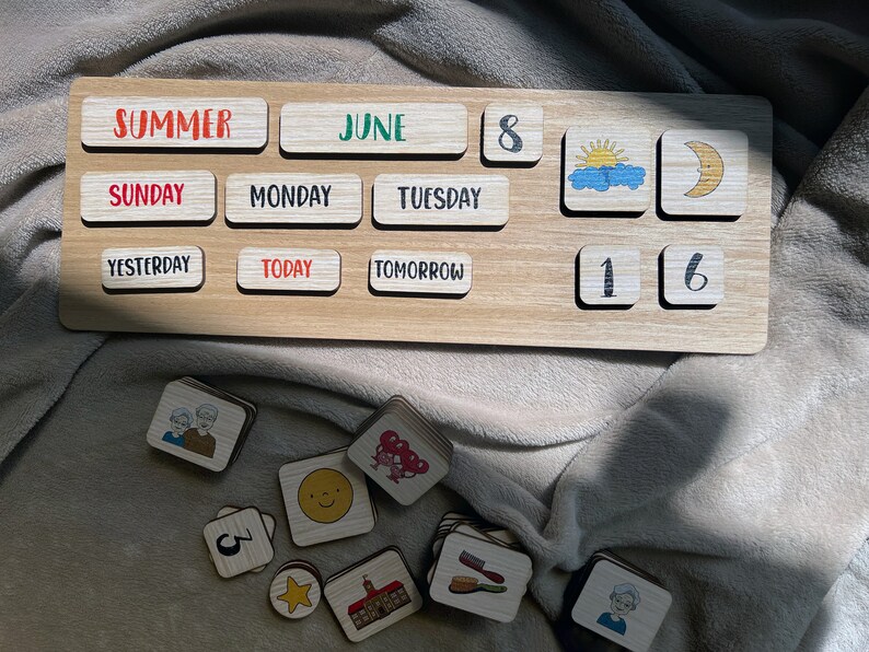 Personalized Wooden Magnetic Reversible Routine Magnets for Kids Custom ...