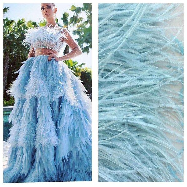 Blue Feather Fabric - Etsy