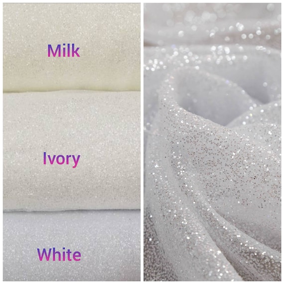 Sparkle Glitter Fabric by Yard Ivory Glued Glitter Lace - Etsy