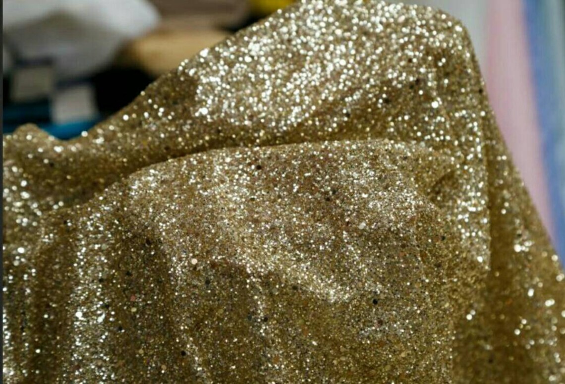 Gold Glitter Fabric Gold Glued Glitter Gold Glitter Fabric - Etsy