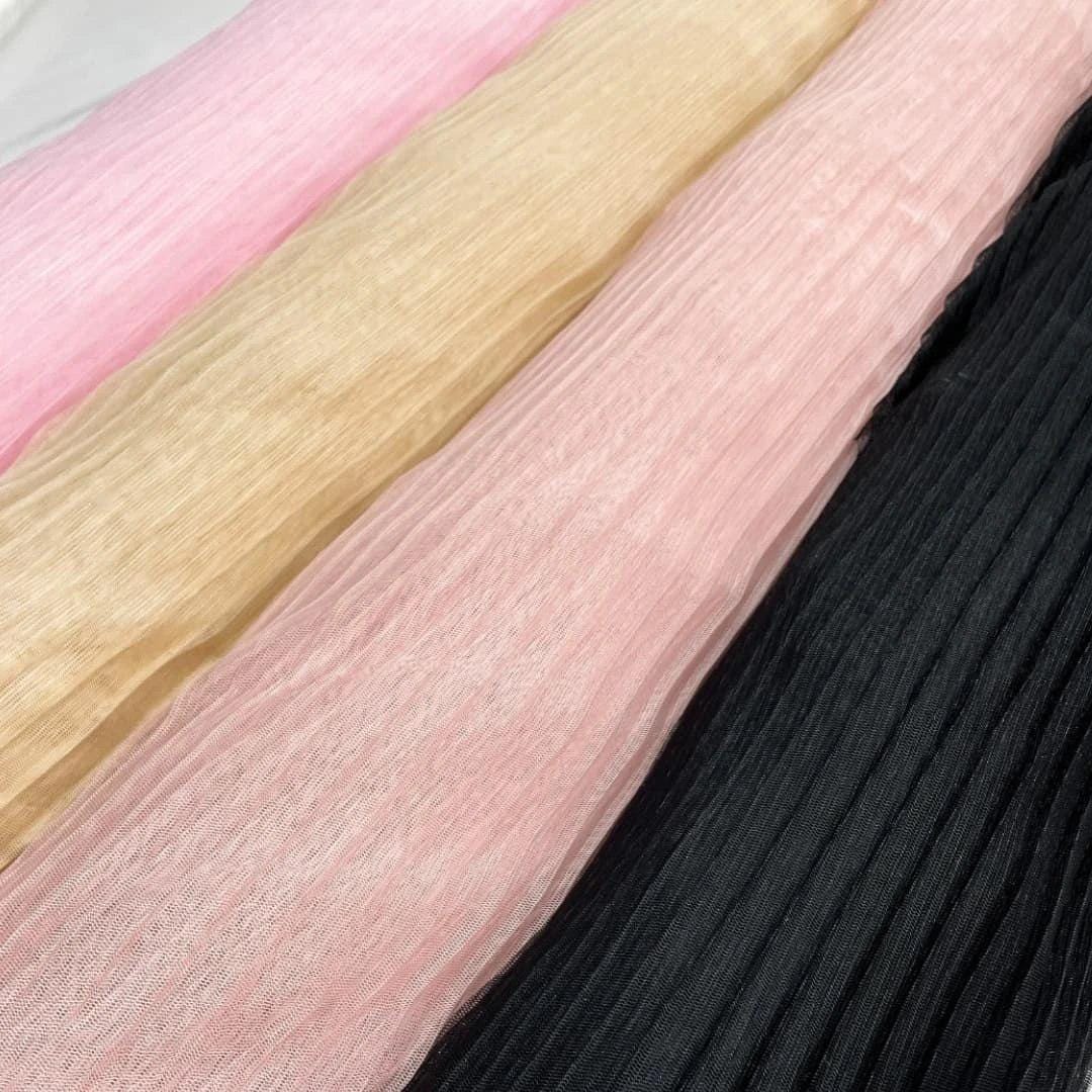 Black Pleated Stretch Tulle, Wedding Tulle for Dress, Pleated Fabric ...