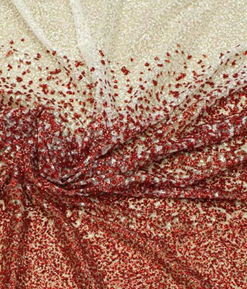 Ombre Glitter Fabric Red Silver Glitter Fabric Glitter - Etsy
