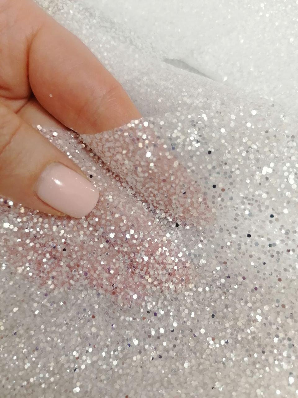 25 Meters Roll Glitter Fabric by the Roll Ivory Glued Glitter Lace ...