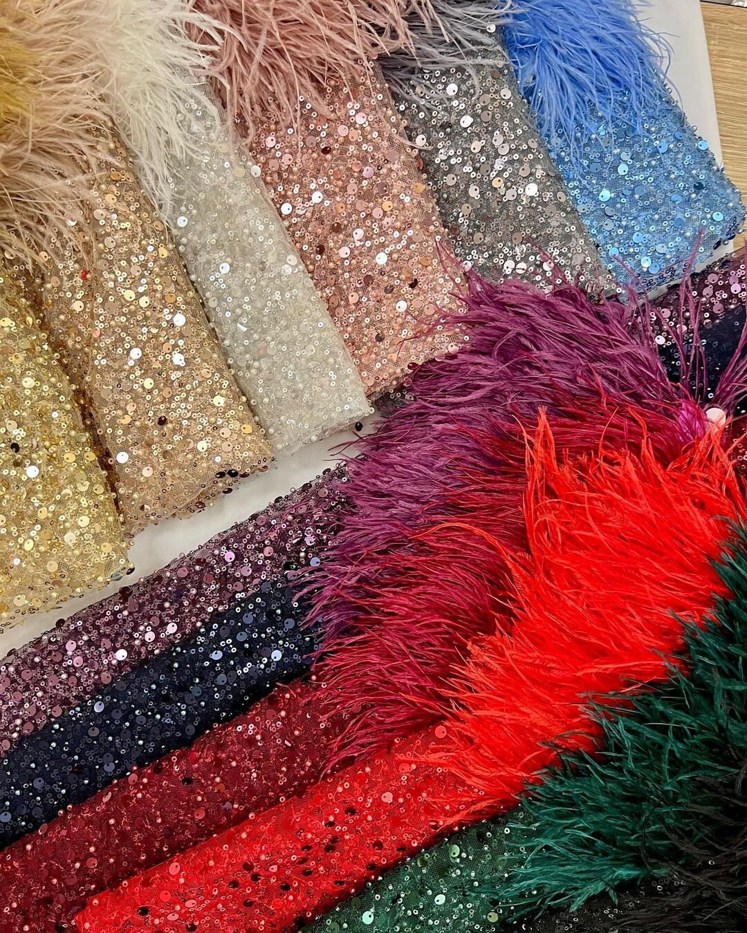 Black Sequins Tulle Glam Glitters Sequins Fabric Sequins on Mesh Fabric ...