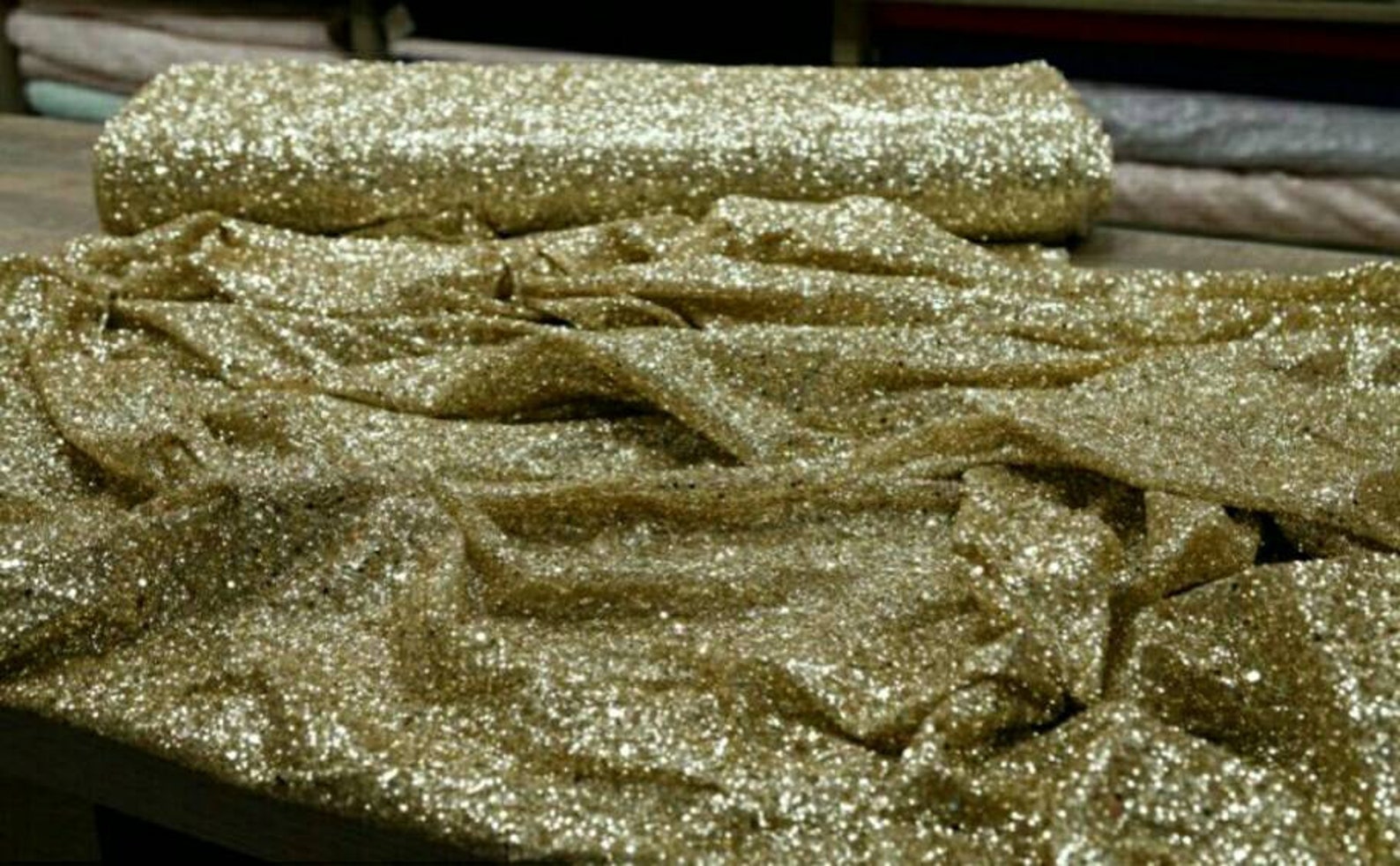 Gold Glitter fabric Gold glued glitter Gold Glitter fabric | Etsy