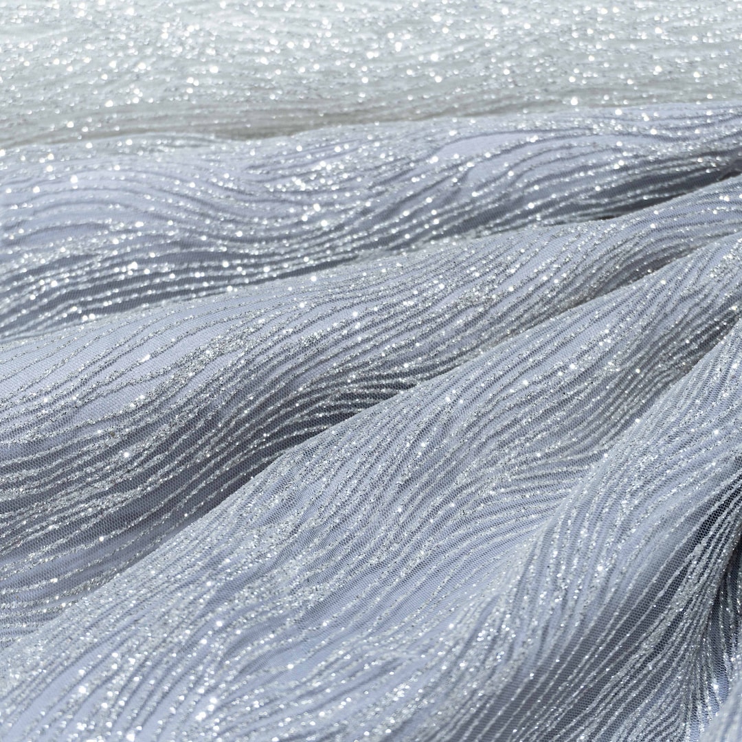 Sparkle Fabric Waves Ivory Shining Glitter Wedding Lace Fabric White ...