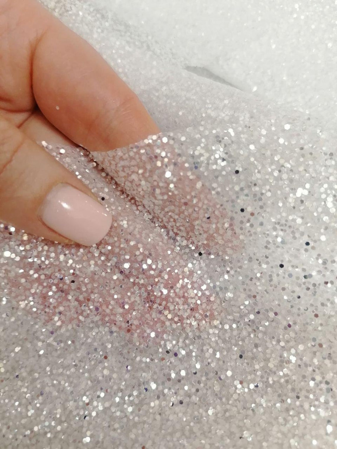 Sparkle Glitter Fabric by Yard Ivory Glued Glitter Lace | Etsy