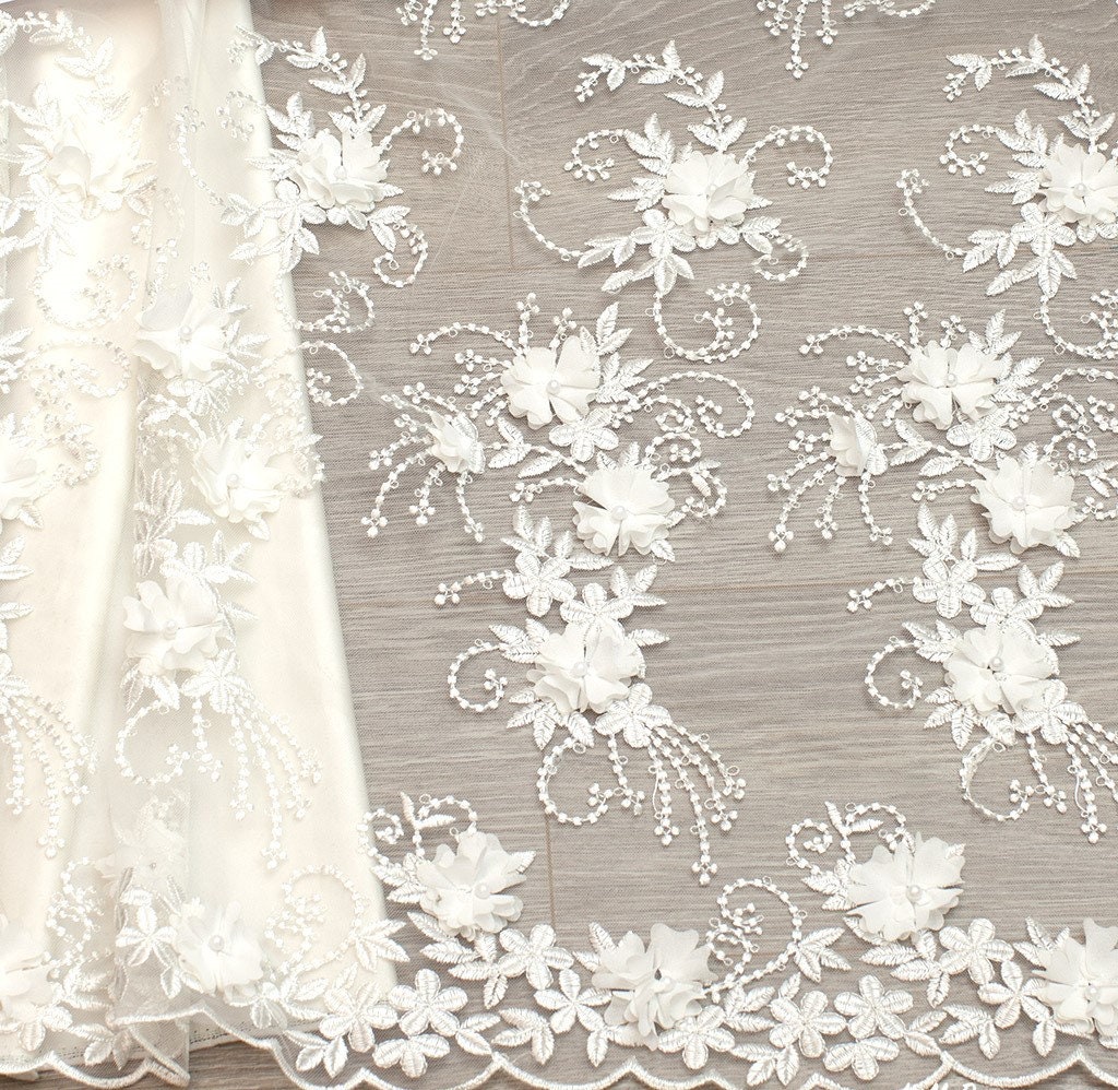 Luxury 3D Guipure Handcrafted Floral fabric Wedding | Etsy
