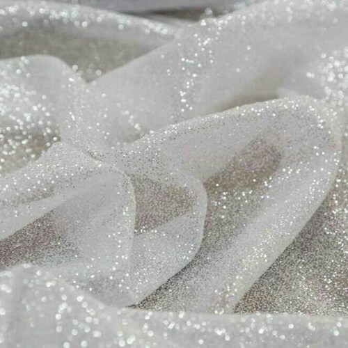 Sparkle Glitter Fabric by Yard Ivory Glued Glitter Lace | Etsy